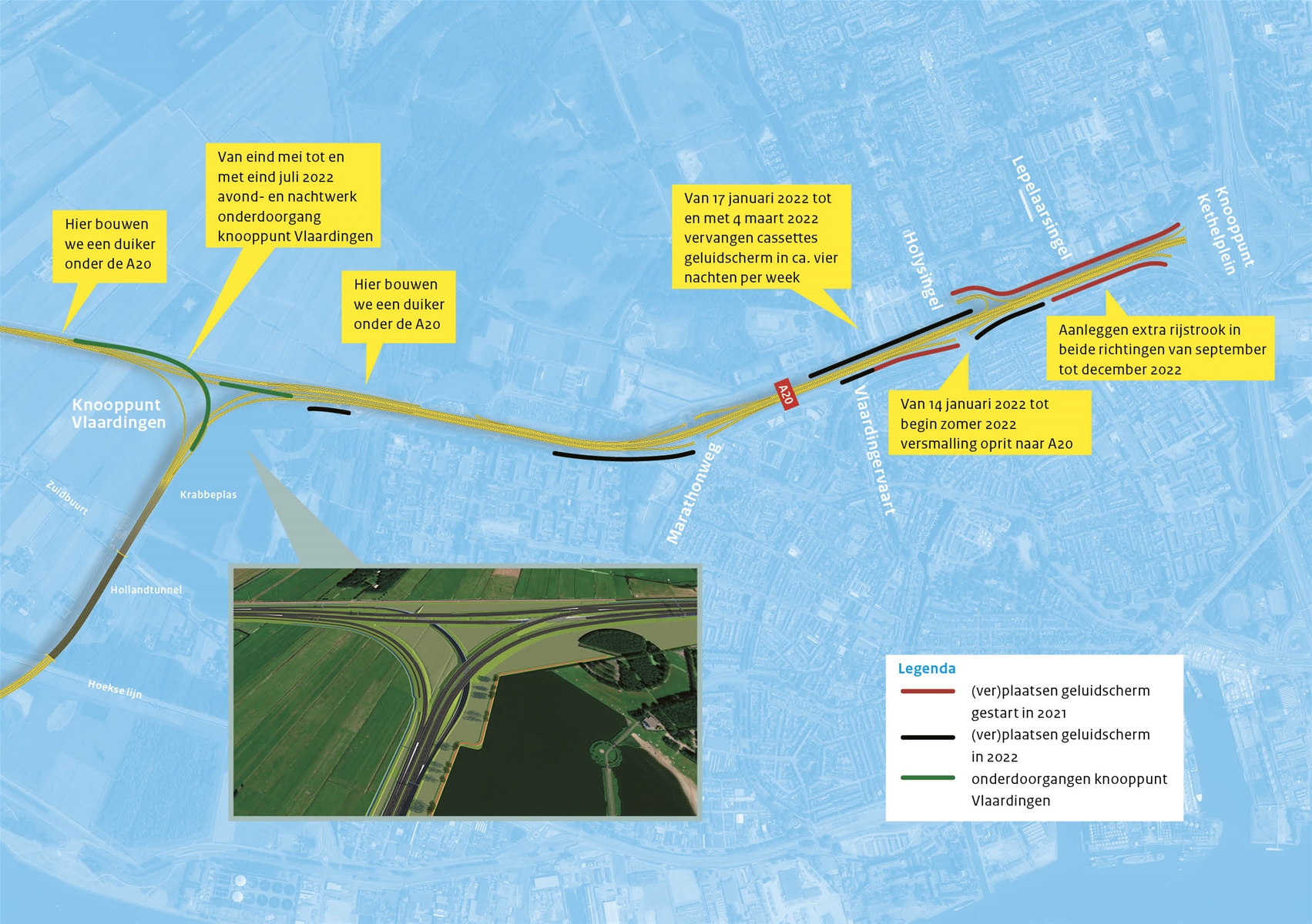 Afsluitingen A20 in de nachten van 7 en 8 februari